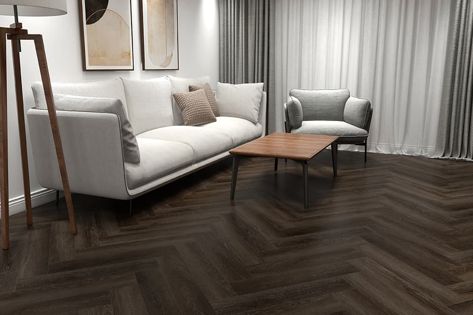 Supremo Diamond Luxury Click Vinyl Rigid Core Herringbone Flooring Dark ...