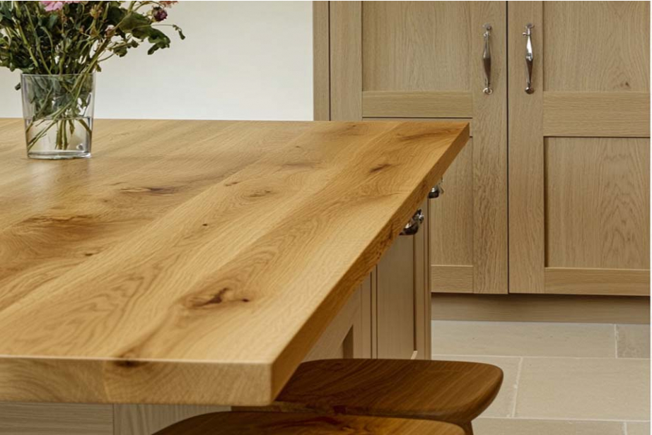 Full Stave Rustic Oak Worktop 38mm By 620mm By 2800mm at Wood and Beyond