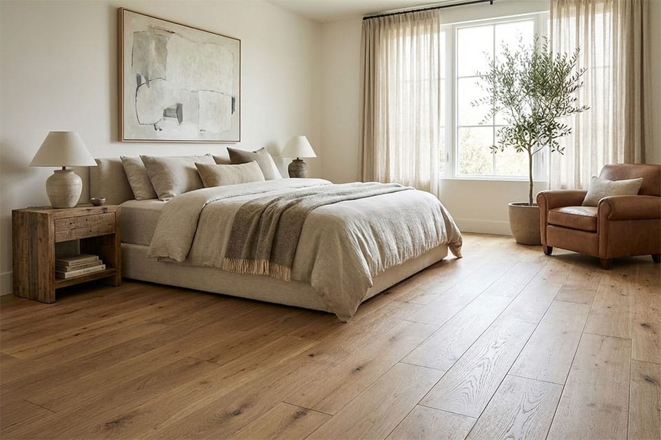 Essenza Natural Engineered Flooring Oak Cognac Brushed UV Lacquered 14 ...