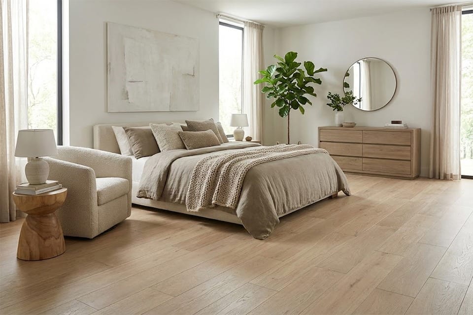 Essenza Natural Engineered Flooring Oak Click Milan White Brushed UV ...