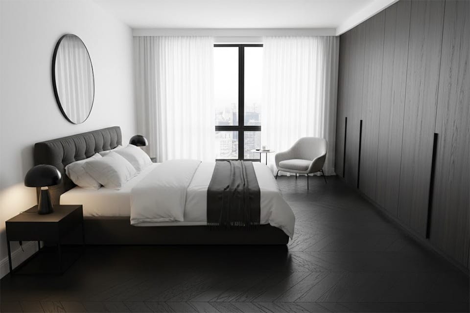 Essenza Natural Engineered Flooring Oak Chevron Jet Black Brushed UV ...